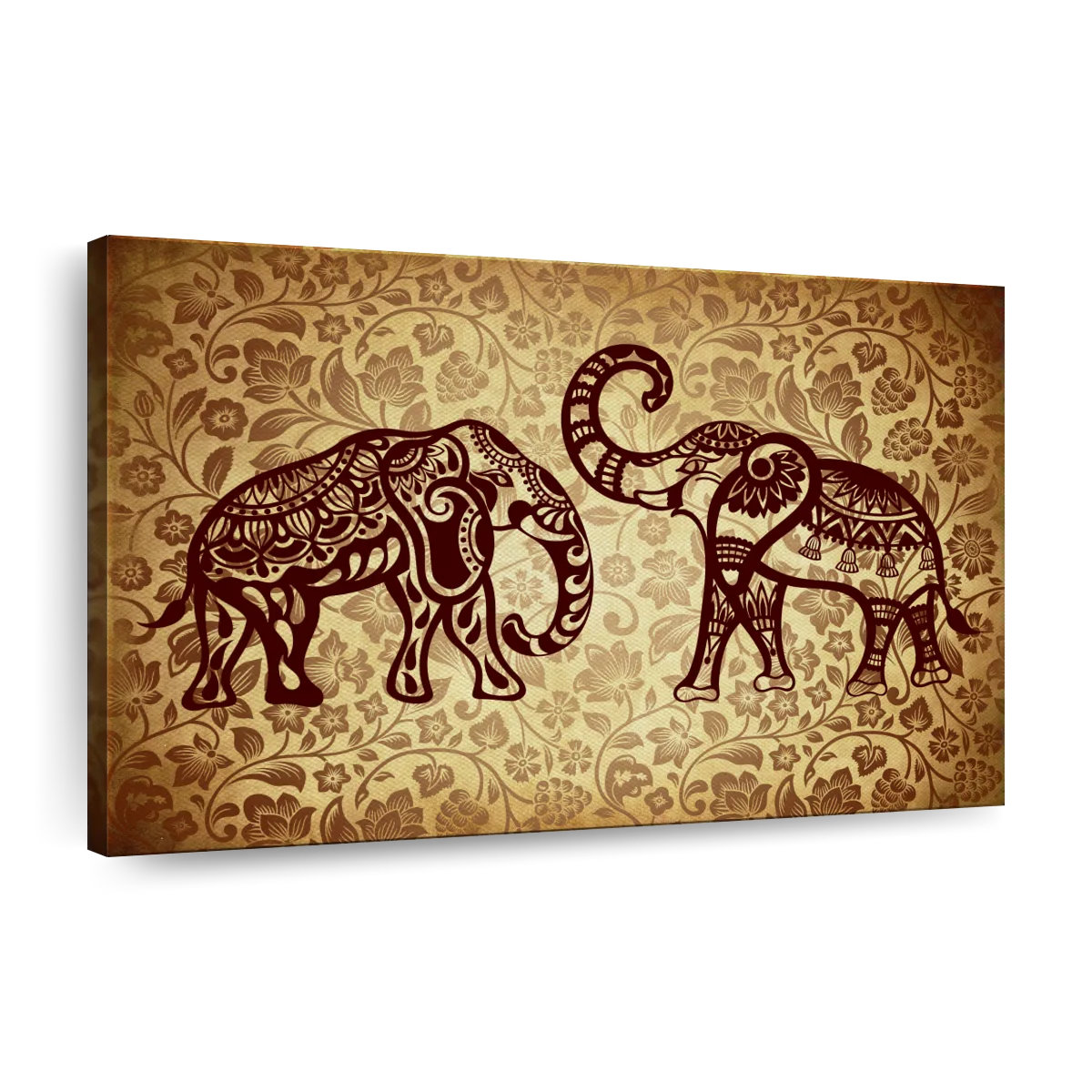 Bungalow Rose Two Bohemian Elephants - Wrapped Canvas Print | Wayfair